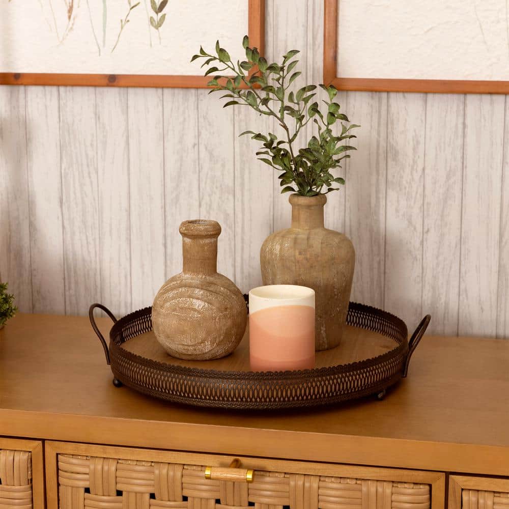 Stratton Home Decor Farmhouse Black Filigree Rimmed Decorative Tabletop ...