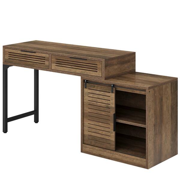 BYBLIGHT Capen 39.37 in. Rectangle Brown Wood 2-Drawer BYBLIGHT Capen 39.37 in. Rectangle Brown Wood 2-Drawer