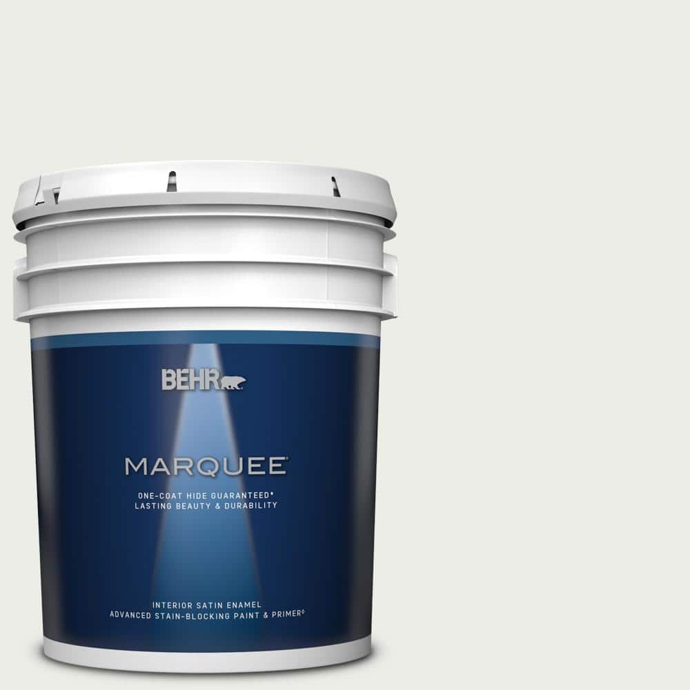 BEHR MARQUEE 5 gal. #52 White Satin Enamel Interior Paint with Primer ...