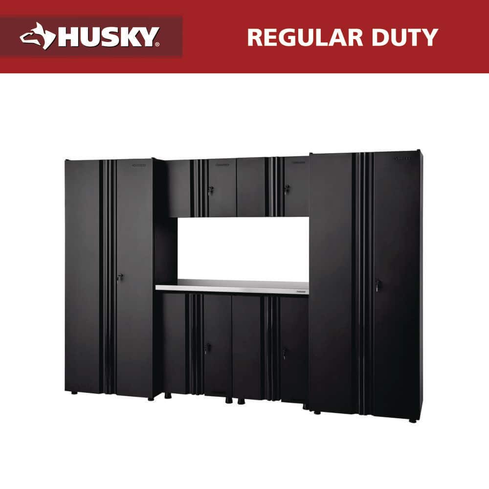 Husky 7-Piece Regular Duty Welded Steel Garage Storage System in Black ...