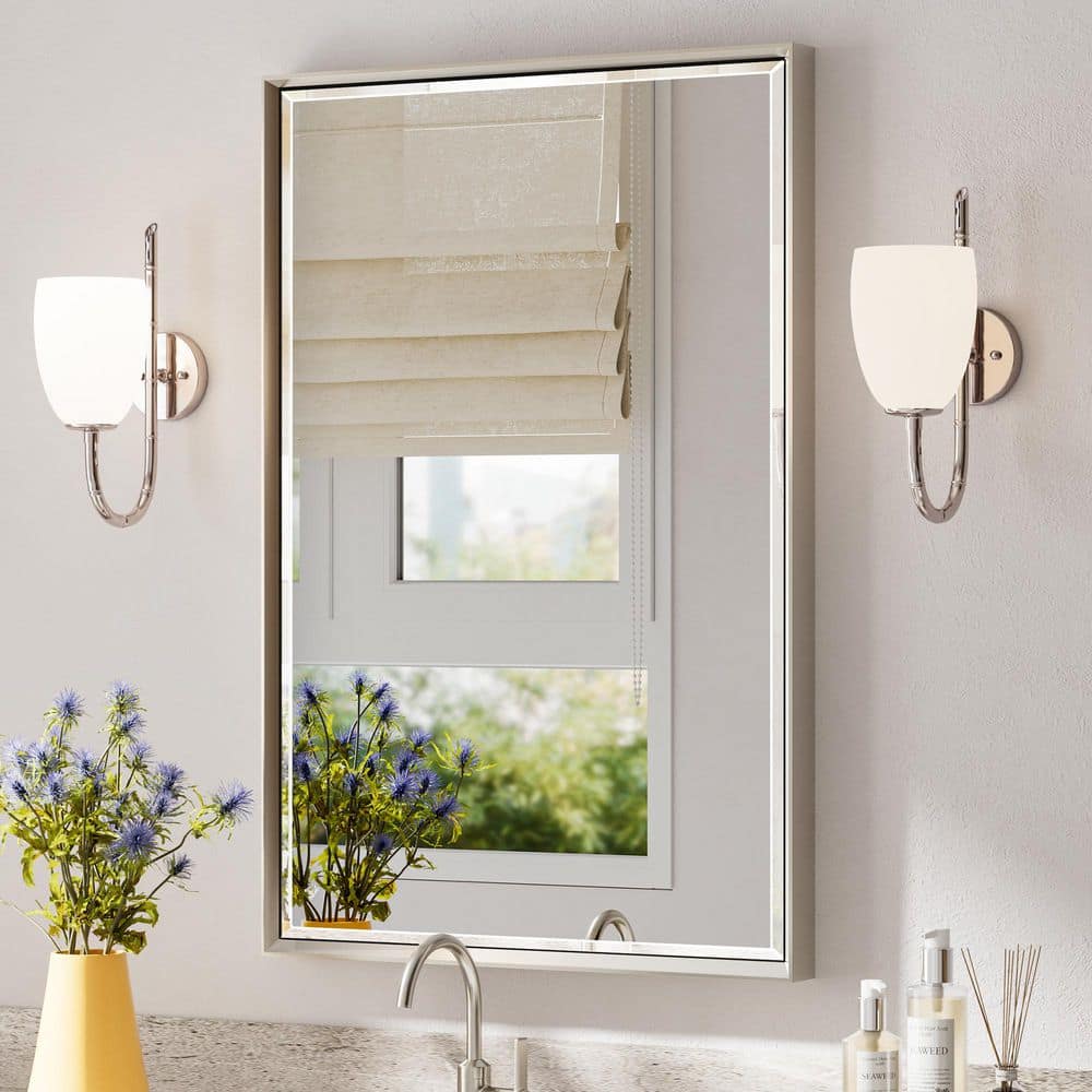 QueenFun 24 in. W x 36 in. H Aluminum Beveled Edge Rectangular Framed ...