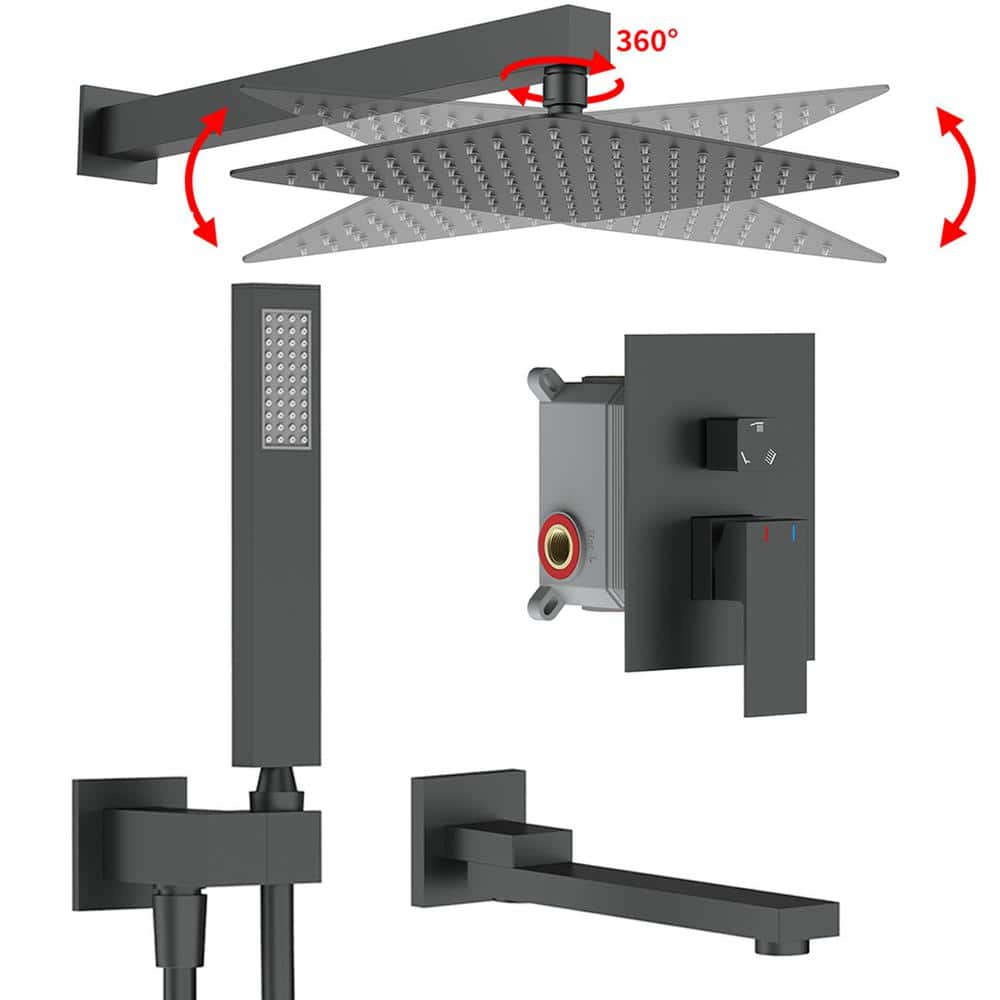 GIVING TREE Single-Handle 3-Spray 12'' Tub and Shower Faucet Combo with ...