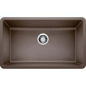 Blanco PRECIS Coal Black Granite Composite 32 in. Super Single Bowl ...