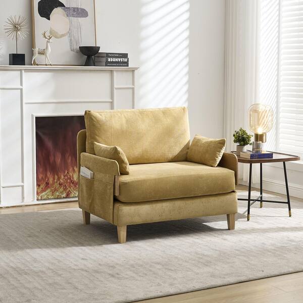 anpport Modern Mustard Yellow Chenille Convertible Accent Arm Chair ...