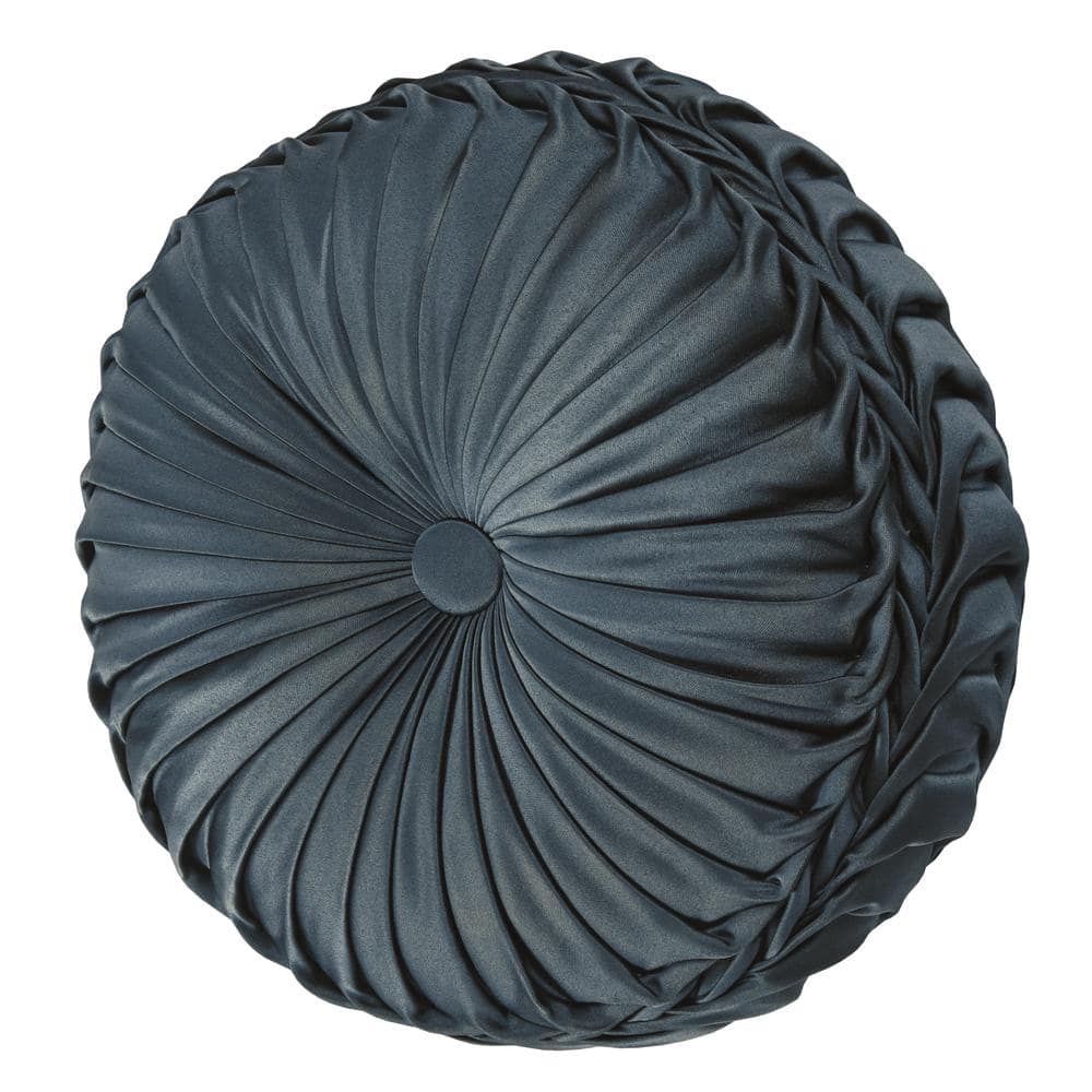 Carla Azure Polyester Tufted Round Decorative Throw Pillow 15 x 15 in ...