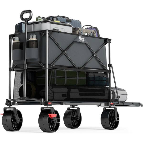 Primehome 13 cu. ft. Steel Garden Cart Over sized Outdoor Folding ...