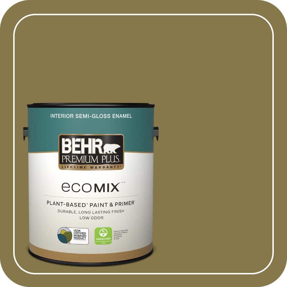 BEHR PREMIUM PLUS 1 gal. #M330-7 Green Tea Leaf Semi-Gloss Enamel ...