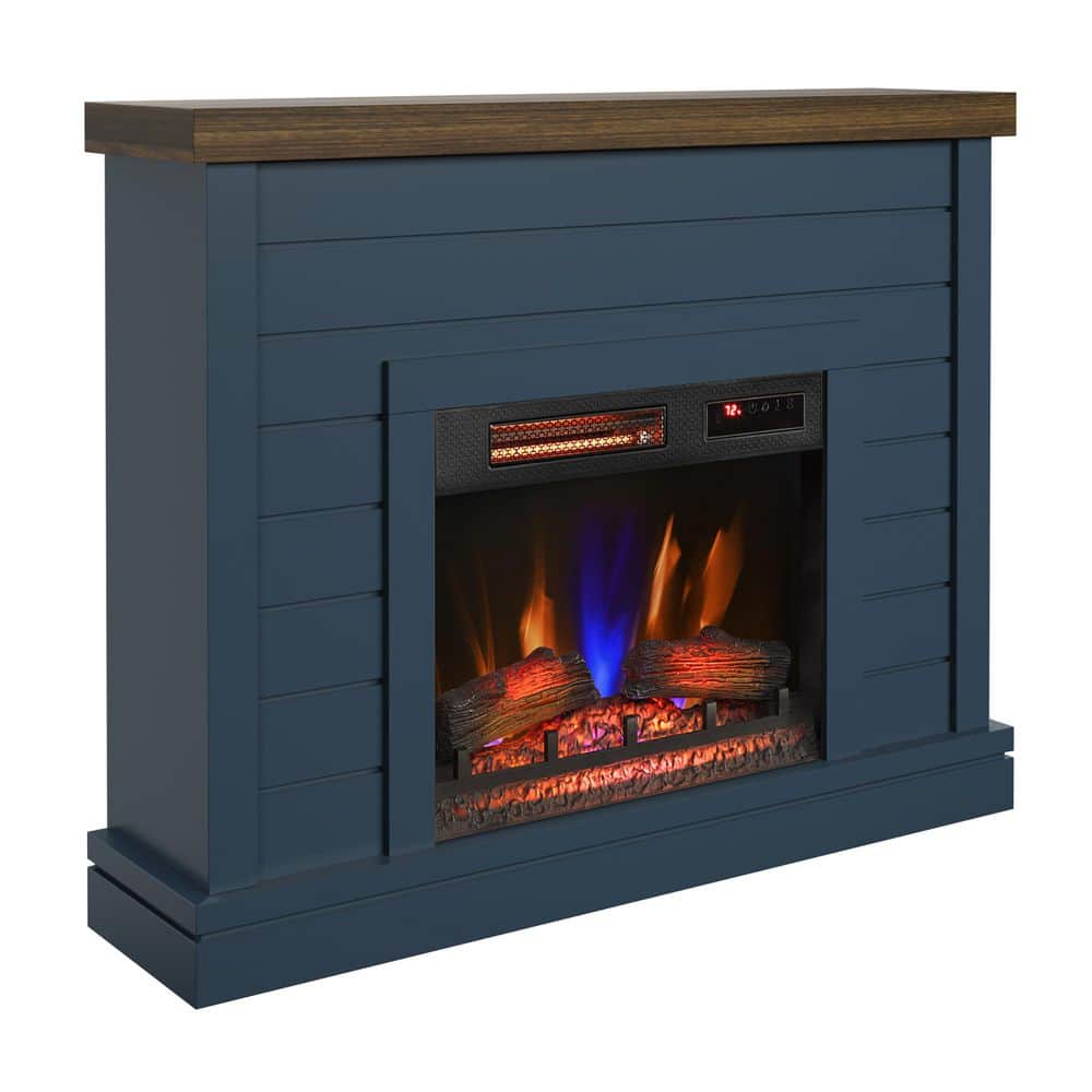 Twin Star Home Duraflame 47.38 in. Freestanding Wall Mantel Electric Fireplace in Fontana Blue ...