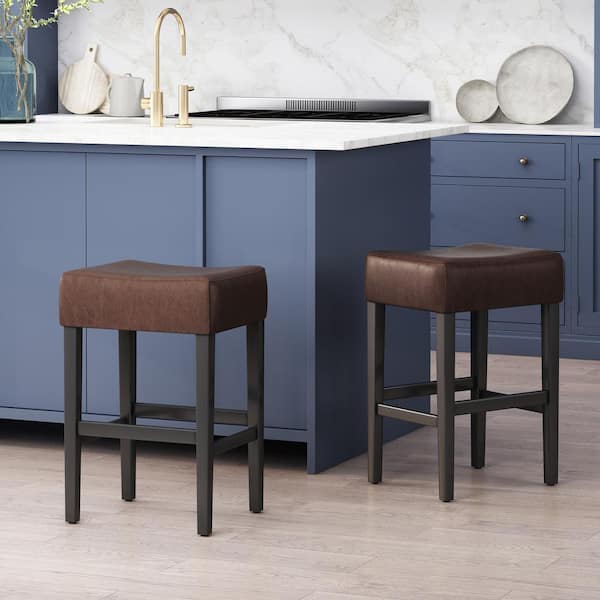 CHRISTOPHER KNIGHT HOME Lopez 26.75 in. Brown Wood Cushioned Counter ...
