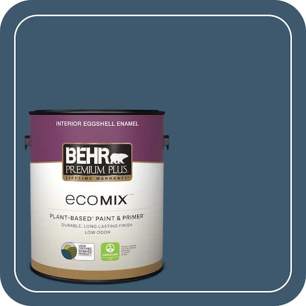 BEHR PREMIUM PLUS 1 gal. #BXC-24 Atlantic Tide Eggshell Enamel EcoMix ...