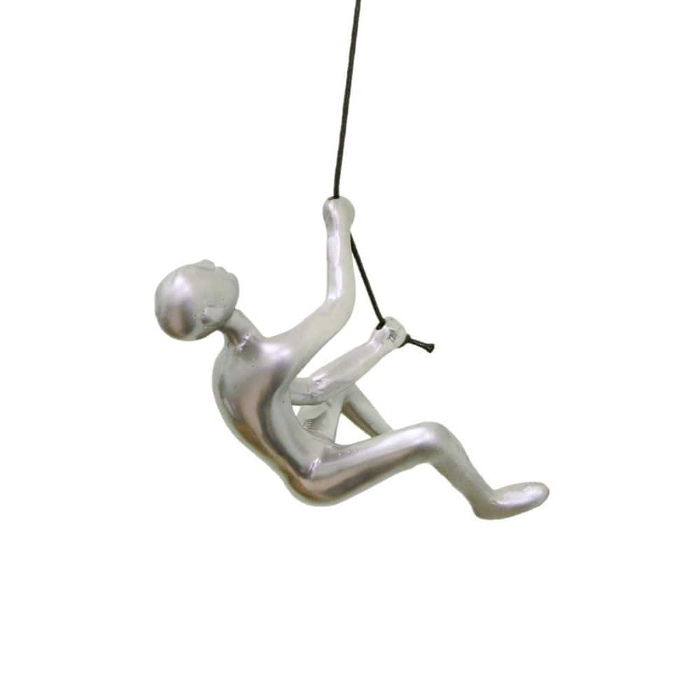 HomeRoots 3 in. x 6 in. Silver Unique Climbing Man With Rope Wall Art 2 ...