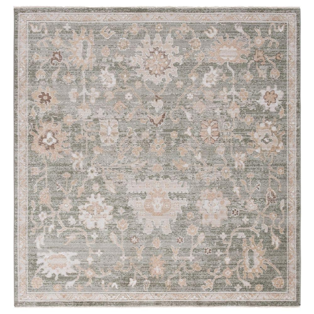 SAFAVIEH Hazel 6 ft. x 6 ft. Green/Beige Abstract Floral square Area ...