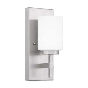 KICHLER Joelson 5 in. 1-Light Brushed Nickel Transitional Bathroom Wall ...