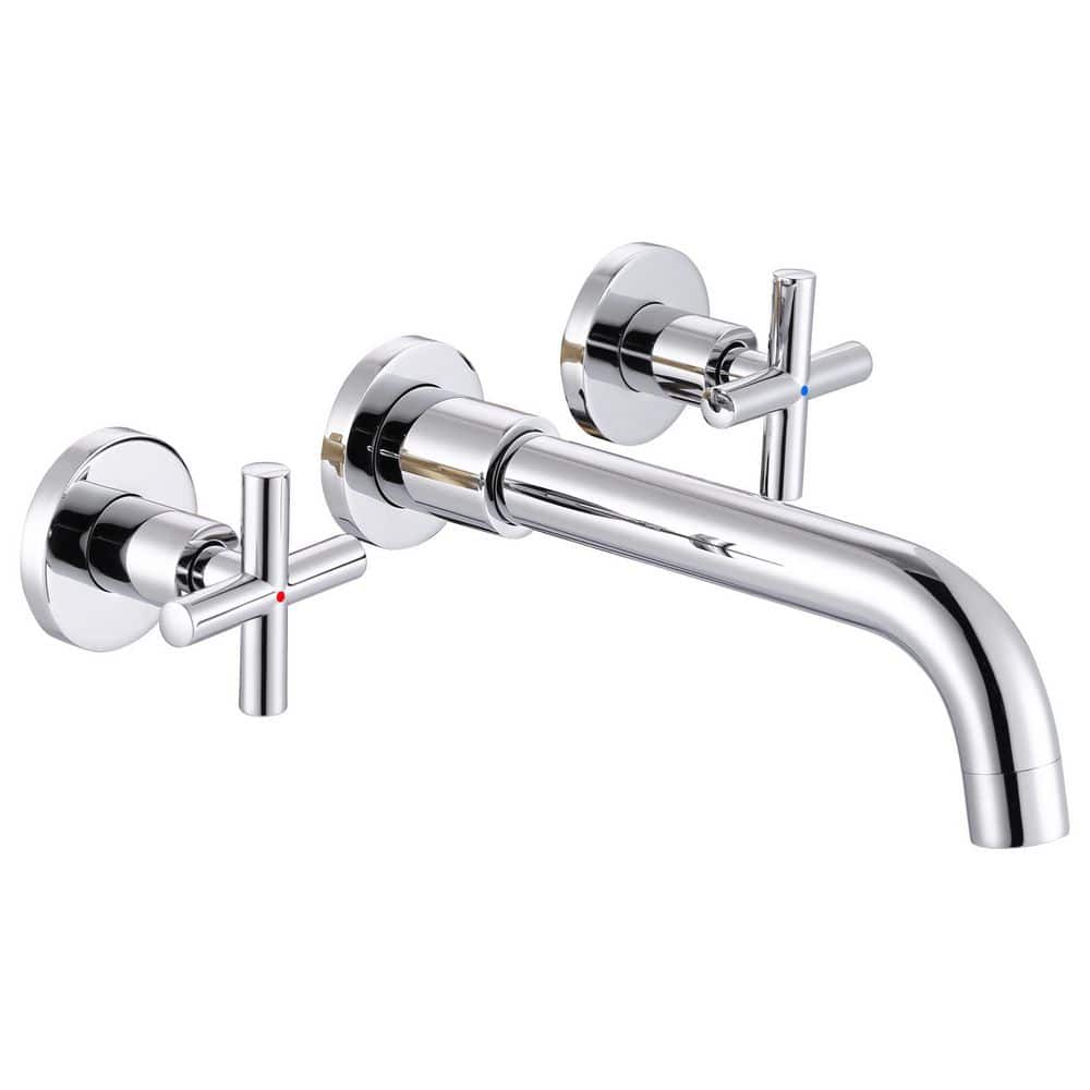 VEVETTA Double Handle Wall Mounted Bathroom Faucet in Polished Chrome ...