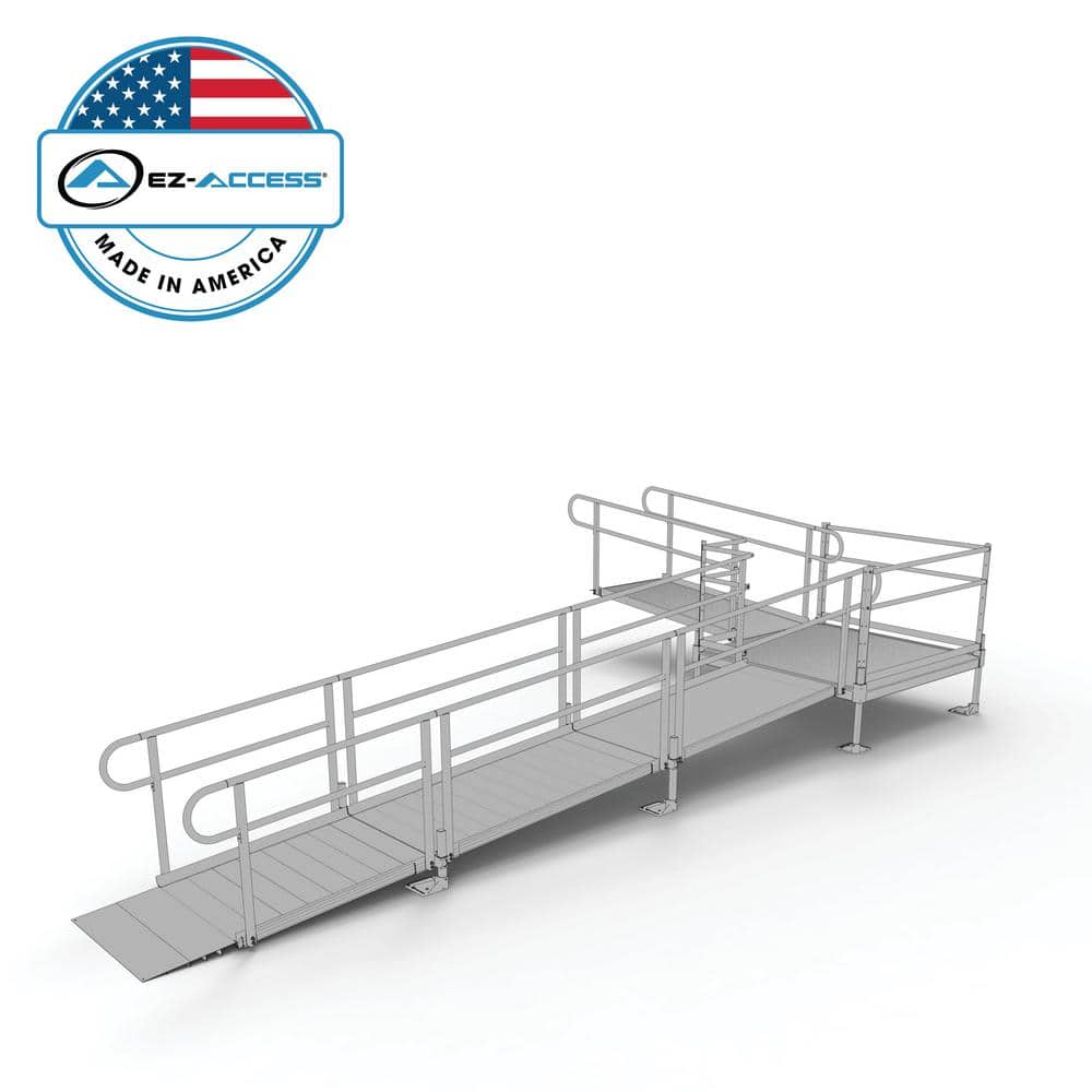 EZ-ACCESS PATHWAY 22 ft. L-Shaped Aluminum Wheelchair Ramp Kit w/Solid ...