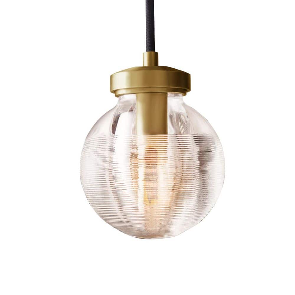 PUYRNF 1-Light 5" Globe Gold Glass Pendant Light, Modern, Minimalist ...