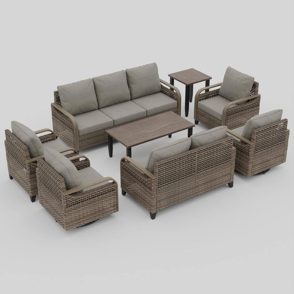 COOS BAY 8-Piece Wicker Outdoor Patio Conversation Seating Sofa Set ...