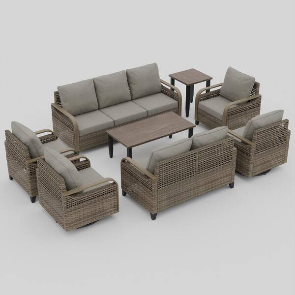 COOS BAY 8-Piece Wicker Outdoor Patio Conversation Seating Sofa Set ...
