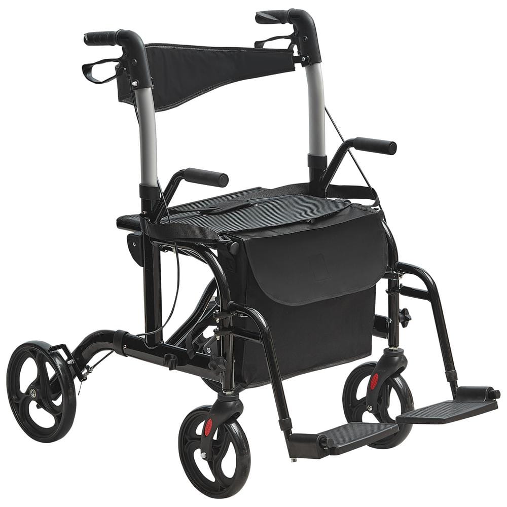 VEVOR 2 in 1 Rollator Walker and Wheelchair 300 lbs. Loading Mobility ...