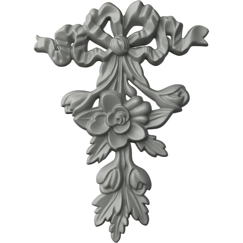 Ekena Millwork 1 in. x 6-1/2 in. x 9 in. Polyurethane Rose and Ribbon ...