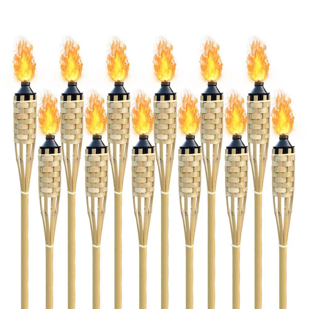 Wellco 72 in.Natural Bamboo Torch Weather-Resistant Coated Outdoor ...