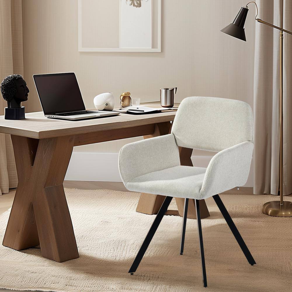 Homy Casa CALF Swivel Task Chair (Set of 2) - Beige Fabric Upholstered ...