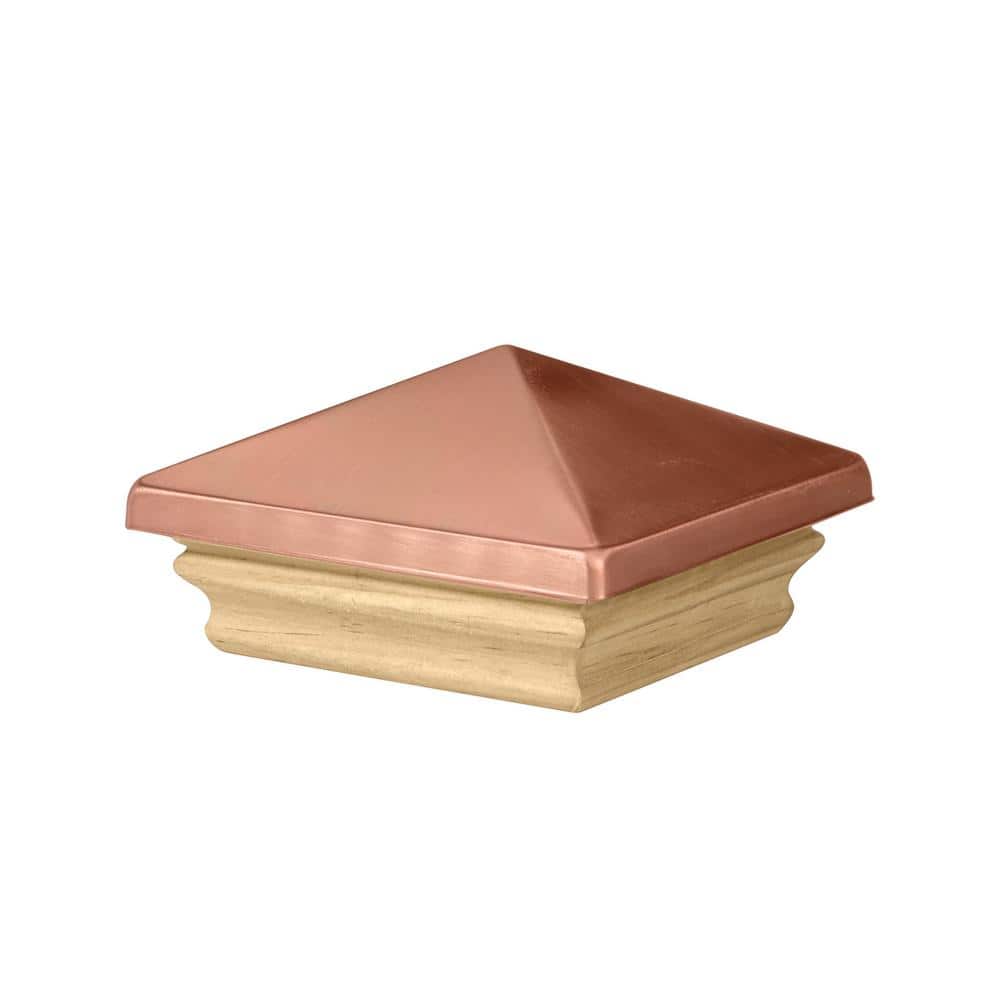 Waddell Copper Pyramid Post Cap with Pine Base - Fits 4 in. x 4 in ...