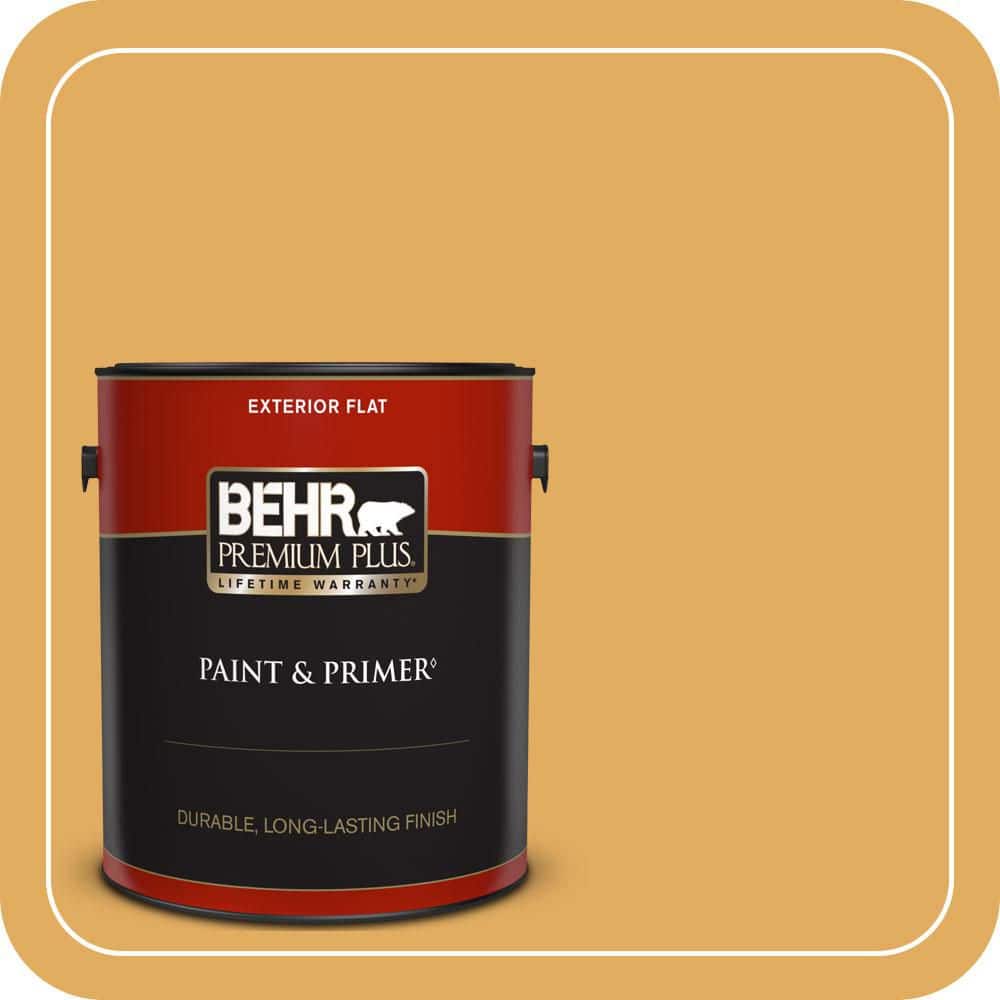 BEHR PREMIUM PLUS 1 gal. #310D-5 Sahara Shade Flat Exterior Paint ...
