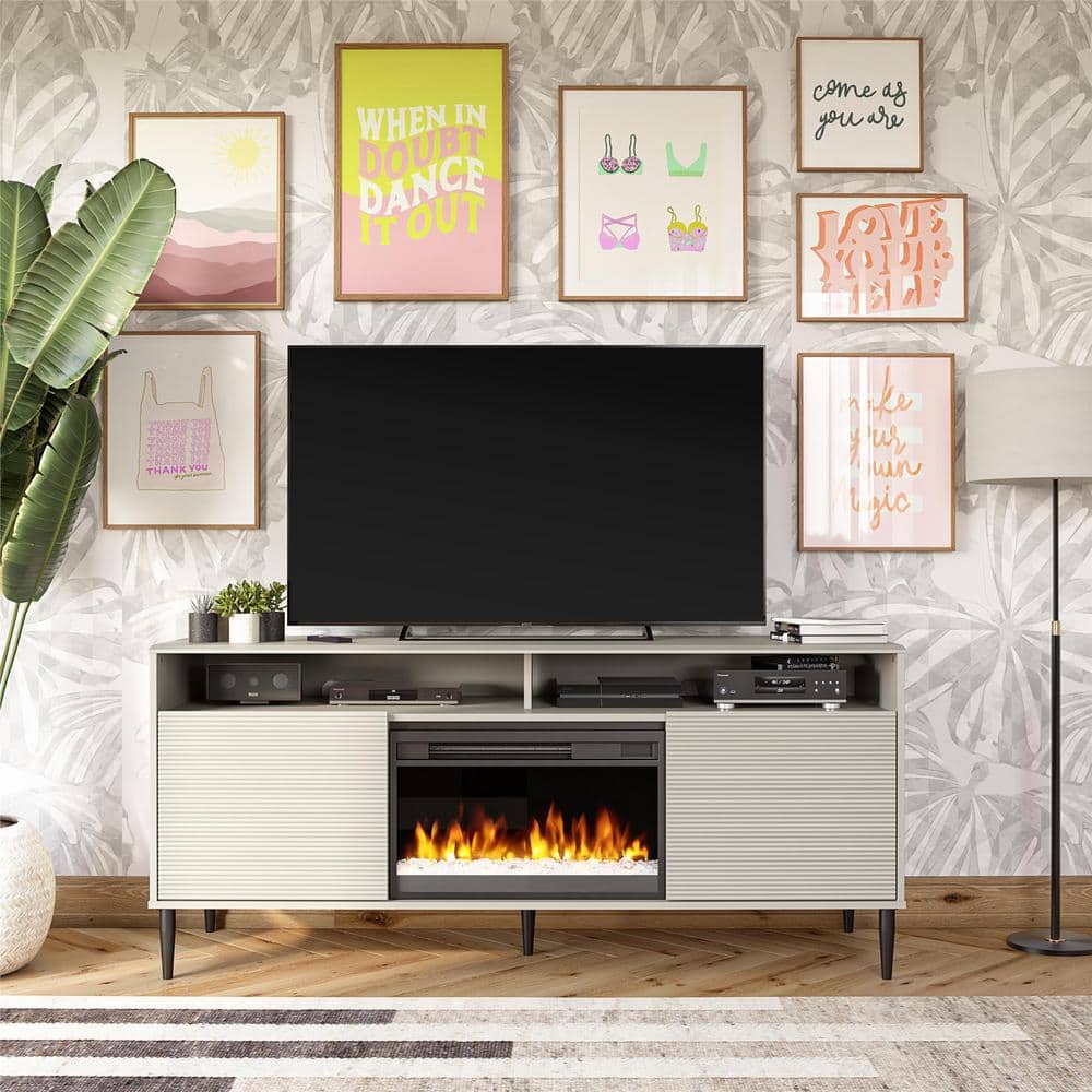 Mr. Kate Daphne Fluted Contemporary Electric Fireplace TV Stand for TVs ...