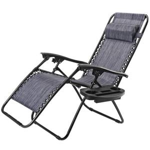 Clihome Outdoor Folding Zero Gravity Metal Reclining Lounge Chair in ...