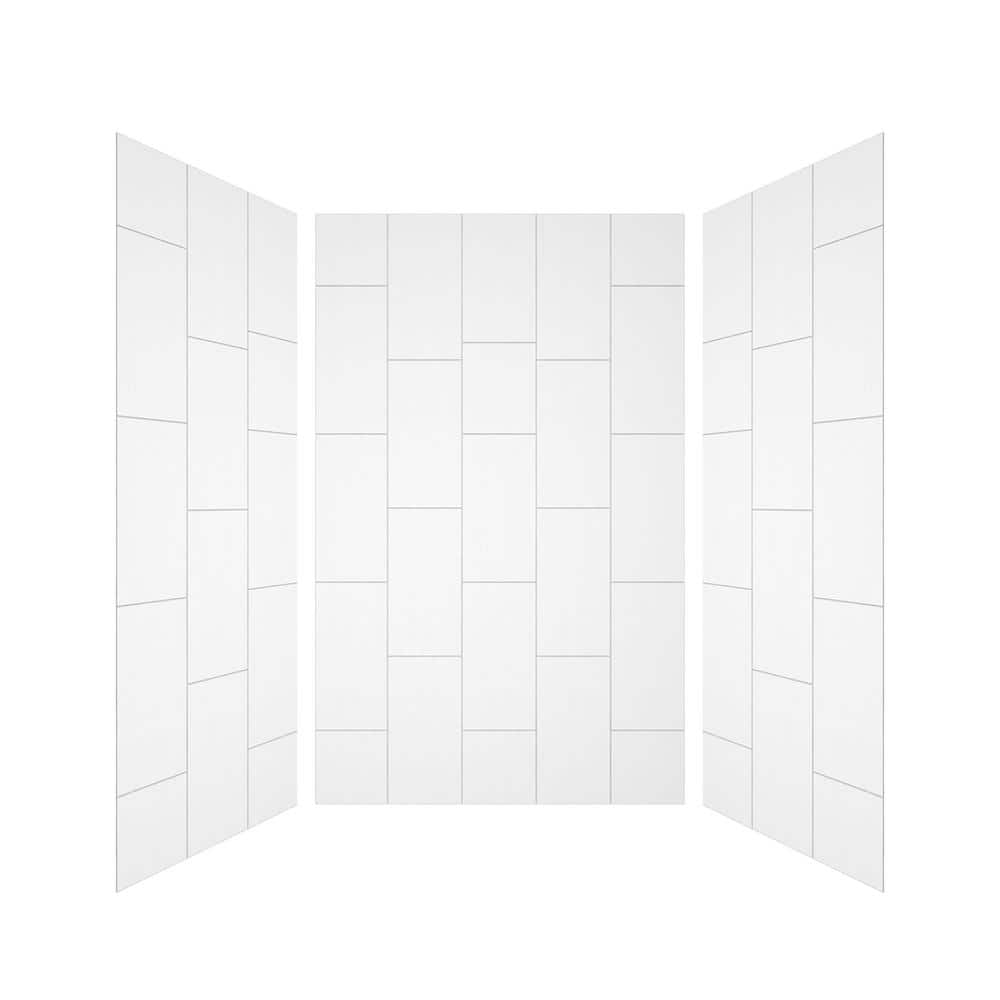 CASAINC 60 W in. x 96 H in. Three-Piece Glue Up Composite Alcove Shower ...