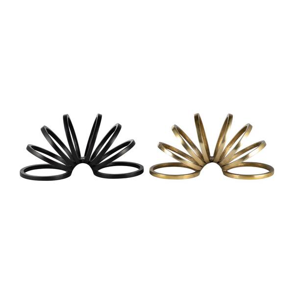 Liv & Skye Black 10.75 in. x 5.25 in. Metal Slinky Ring Sculpture 17774 ...