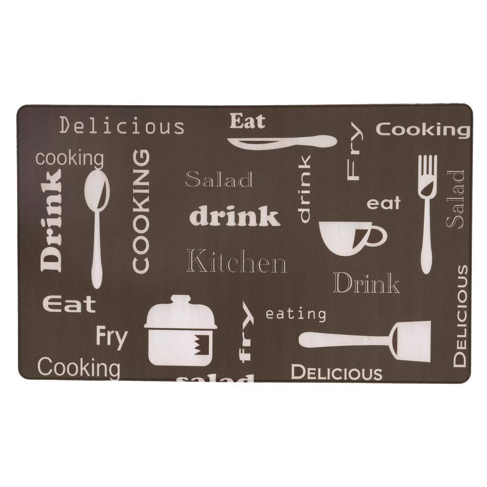 World Rug Gallery Anti Fatigue 18 in. X 30 in. Brown Kitchen Mat ...