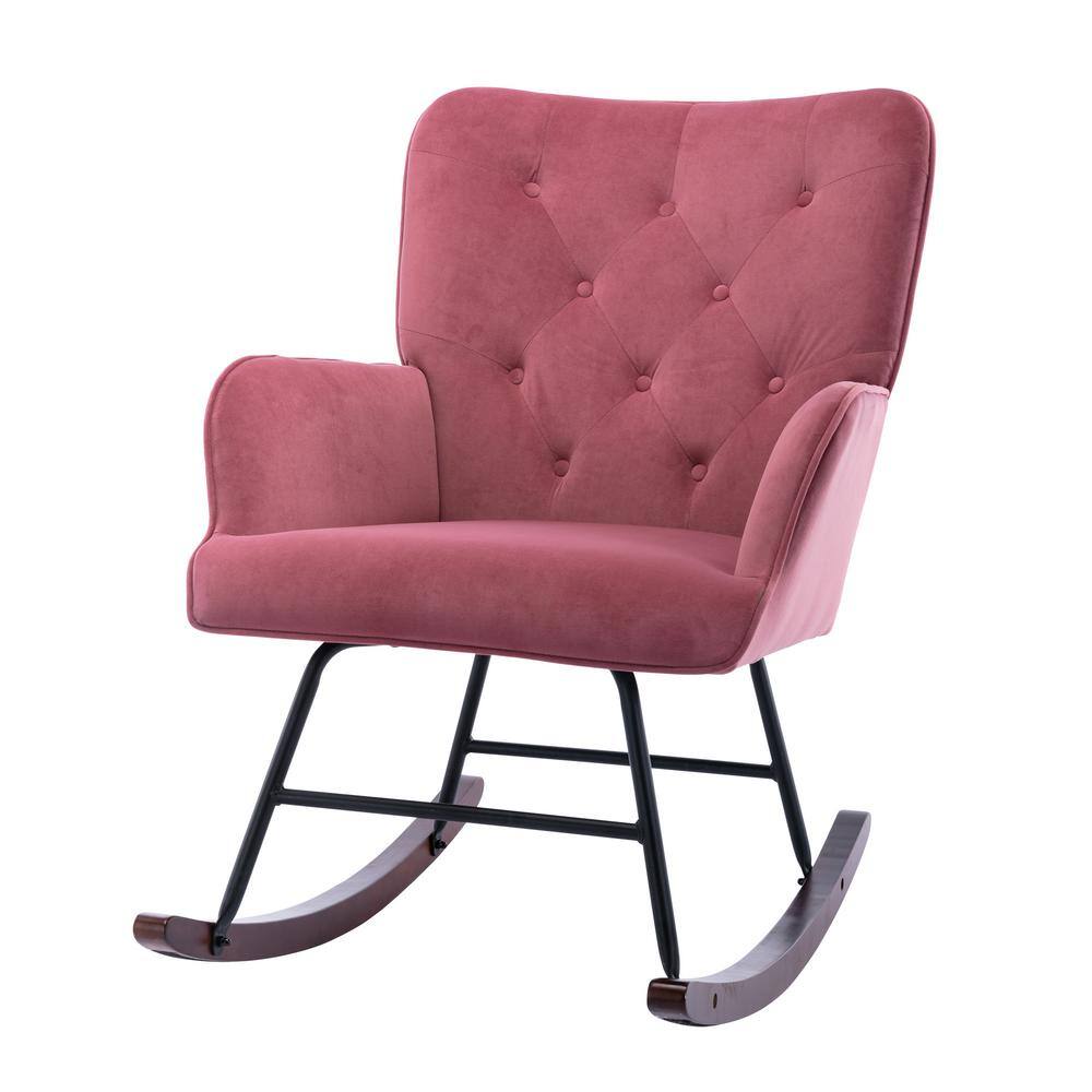 Spaco Pink Velvet Living Room Comfortable Rocking Chair Living Room ...