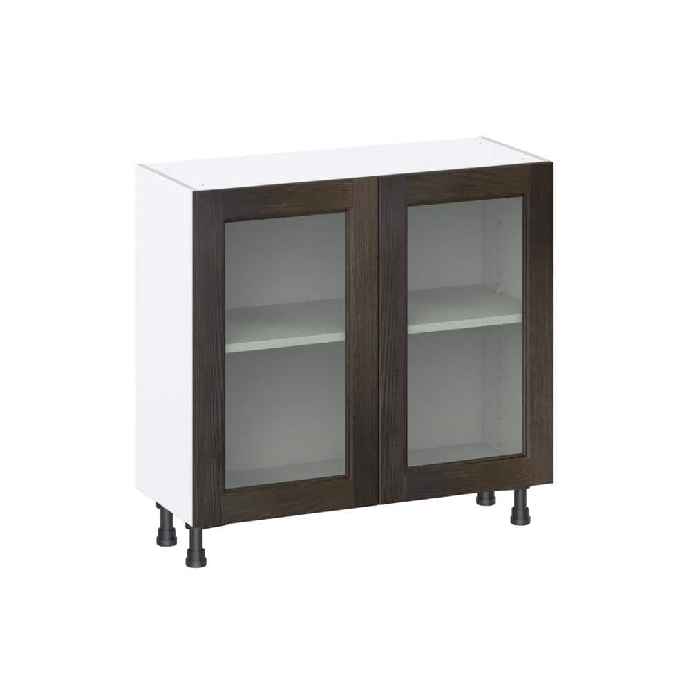 J COLLECTION Lincoln Chestnut Solid Wood Assembled Shallow Base Kitchen ...