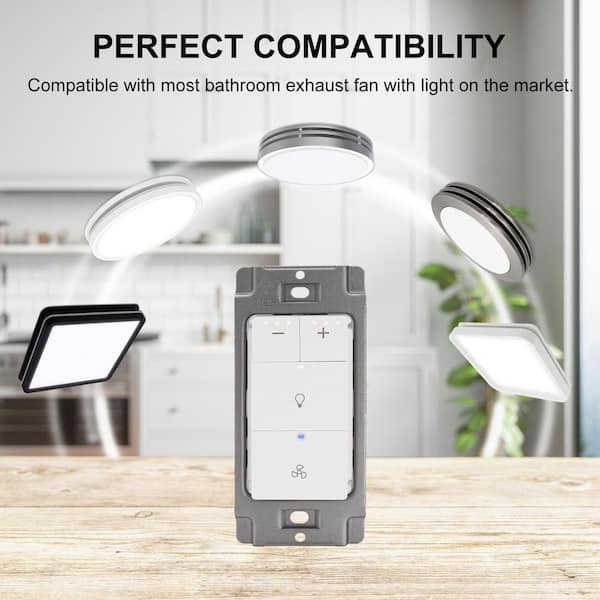 Akicon Dimmer Switch for Bathroom Exhaust Fan with Light, Neutral Wire ...