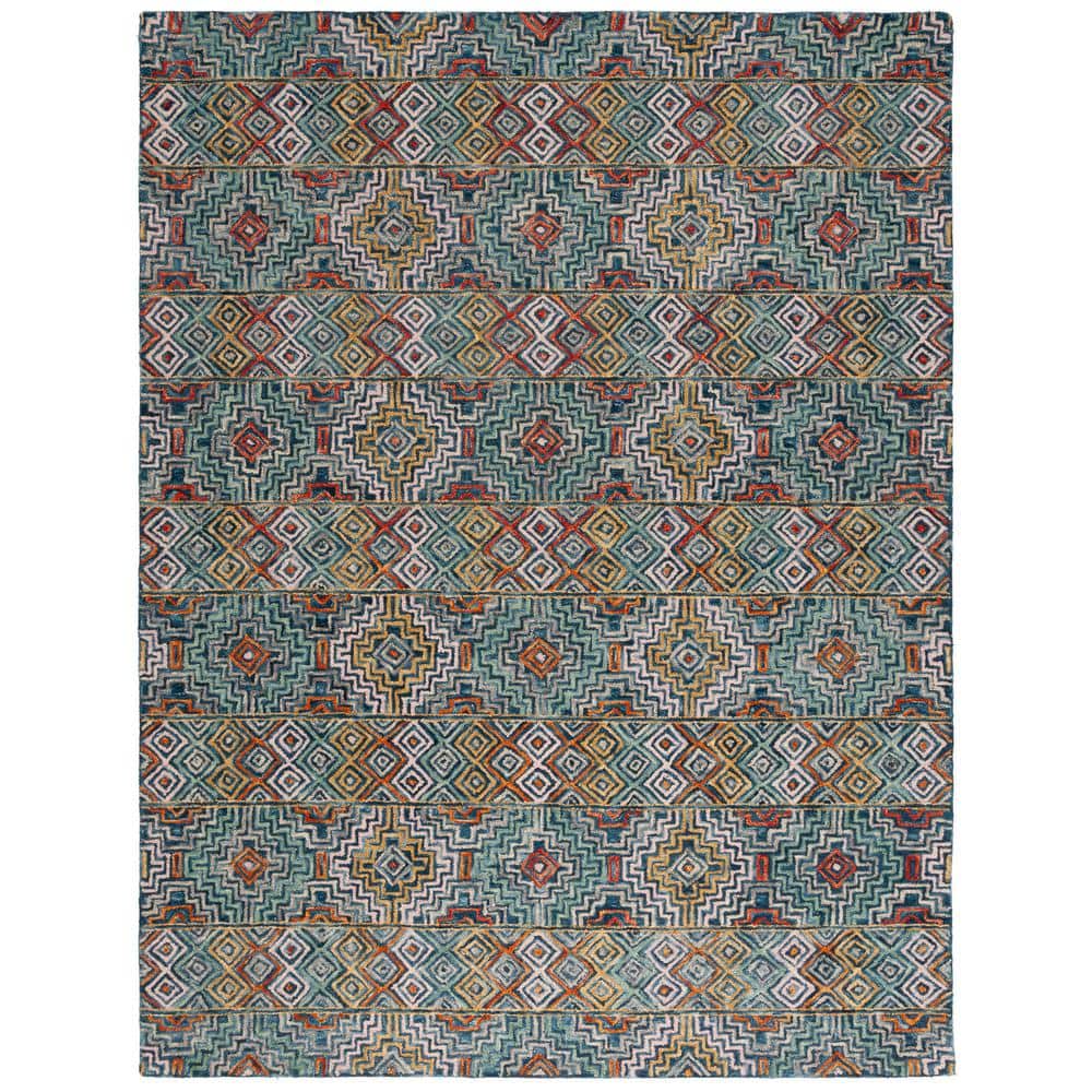 SAFAVIEH Aspen Blue/Gold 11 ft. x 15 ft. Bohemian Geometric Area Rug ...