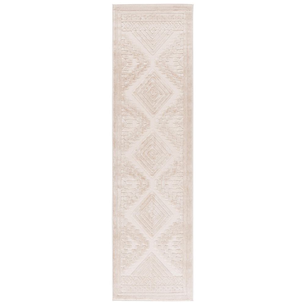SAFAVIEH Selena 2 ft. x 8 ft. Beige High-Low Diamond Runner Rug SLE670B ...