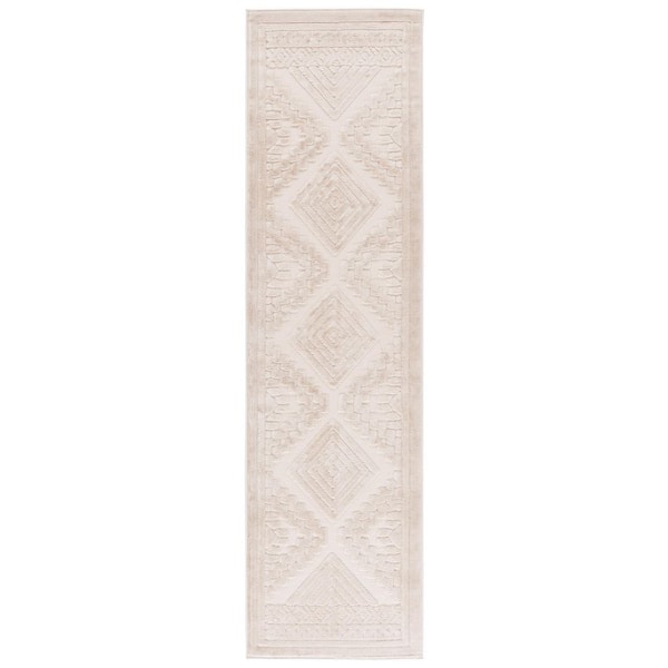 SAFAVIEH Selena 2 ft. x 8 ft. Beige High-Low Diamond Runner Rug SLE670B ...