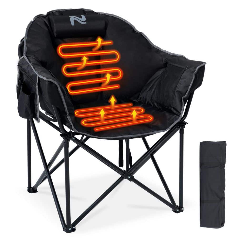 ABORON Oversized Heated Camping Chair Outdoor Portable Heated Folding ...