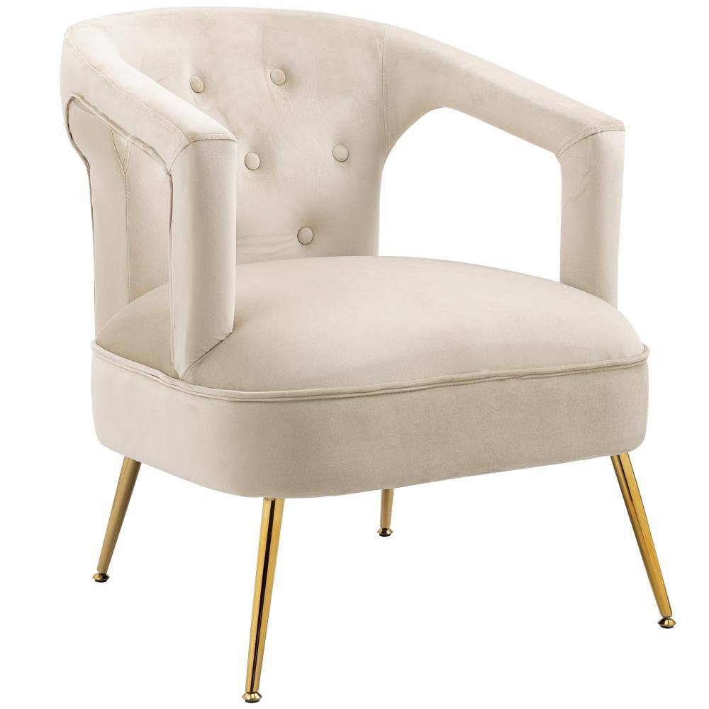 wetiny Ivory Velvet Accent Chair W070742249 - The Home Depot