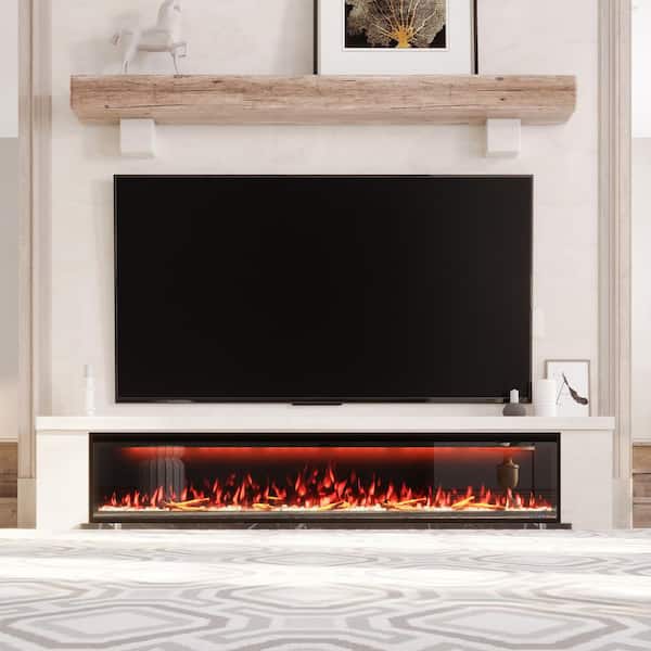 88 in. Wall Mounted/Embedded Electric Fireplace Insert with WIFI and ...