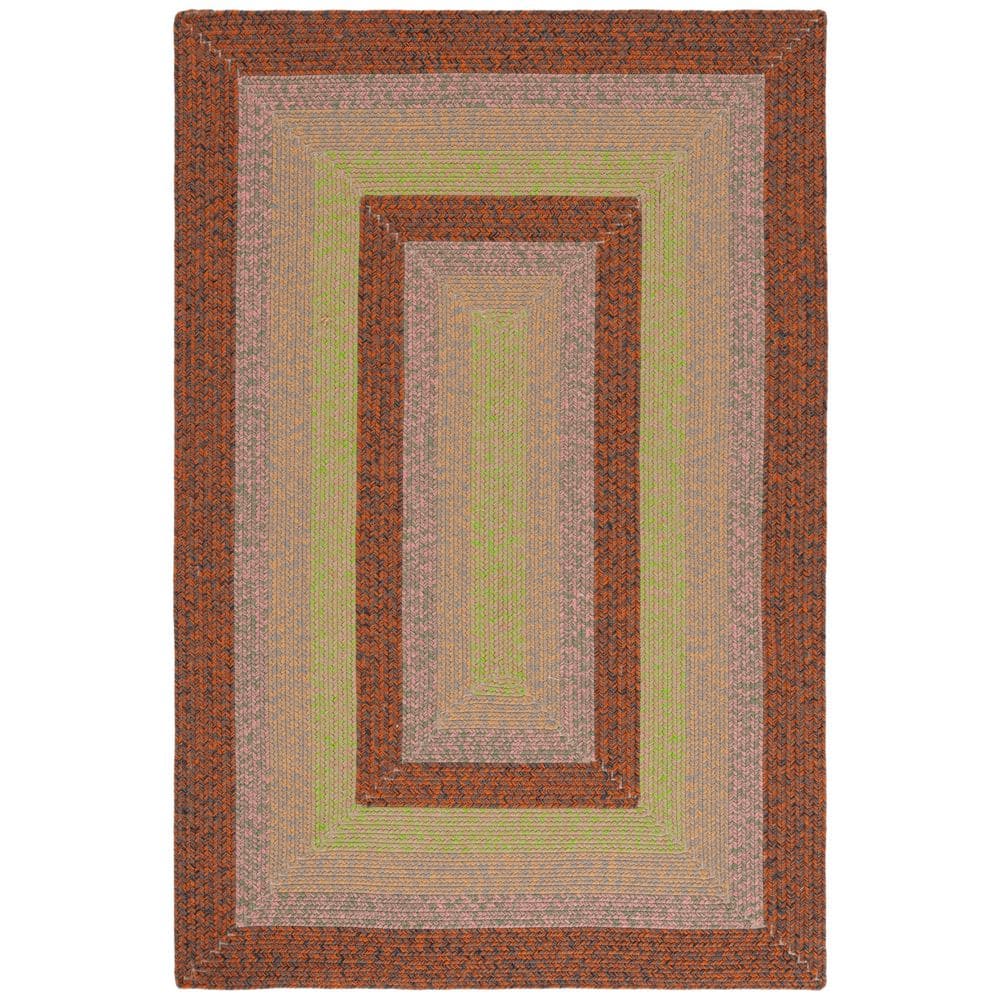 SAFAVIEH Braided Dark Brown/Light Green 4 ft. x 6 ft. Machine Washable ...