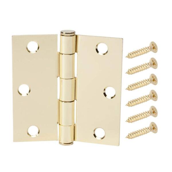 Everbilt 3 in. Bright Brass Square Corner Door Hinge 16074 - The Home Depot