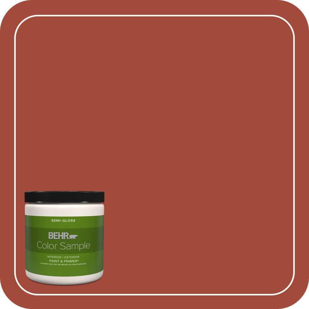 BEHR PREMIUM PLUS 8 oz. #200D-7 Rodeo Red Semi-Gloss Interior/Exterior ...