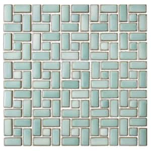 Merola Tile Hudson Tower Mint Green 6 in. x 6 in. Porcelain Mosaic Take ...