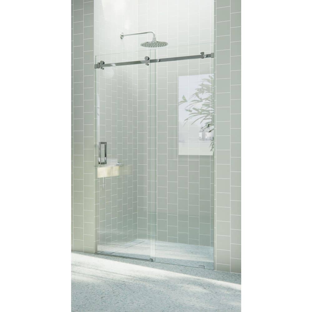 Glass Warehouse Astro 48 in. W x 78 in. H Sliding Frameless Shower Door with Square Hardware in ...