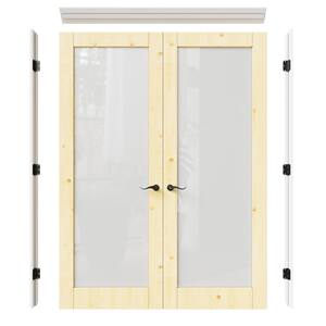 64 in. x 80 in. 1 Lite Frosted Glass and Pine Solid Wood Unfinished ...