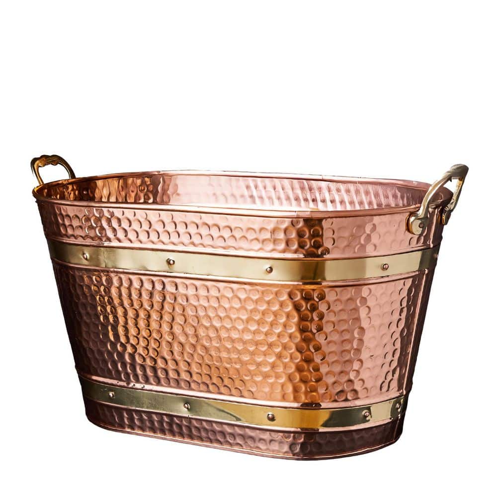 KINGS COUNTY TOOLS 33QT Copper Metal Tub for Indoor Firewood Storage ...