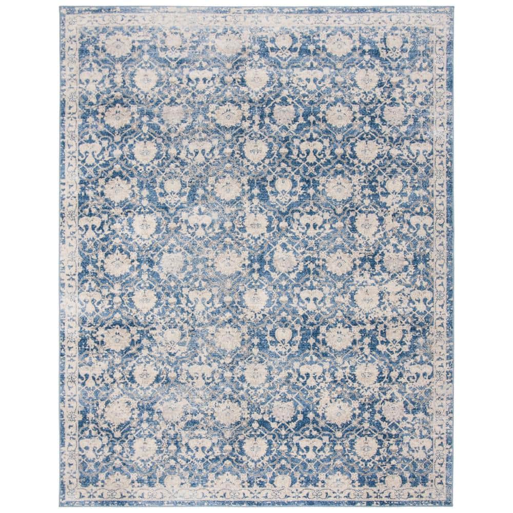 SAFAVIEH Brentwood Navy/Cream 8 ft. x 10 ft. Distressed Multi-Floral ...